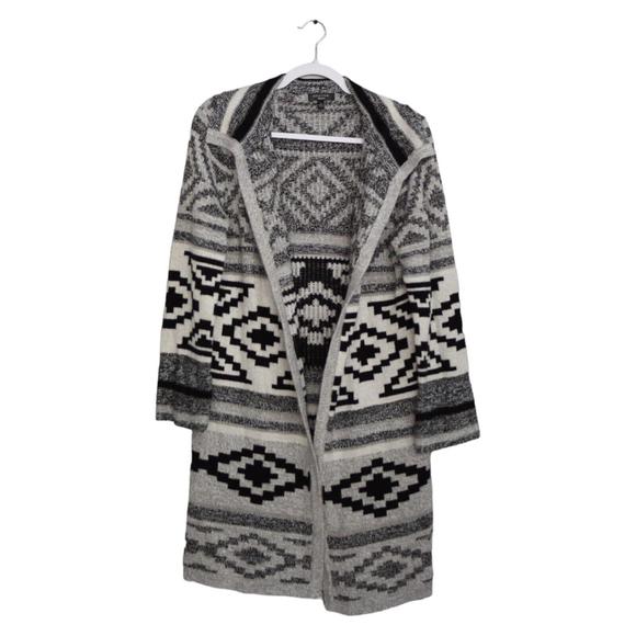 Spense | Sweaters | Spense Knit Womens Gray Aztec Duster Open Collared ...